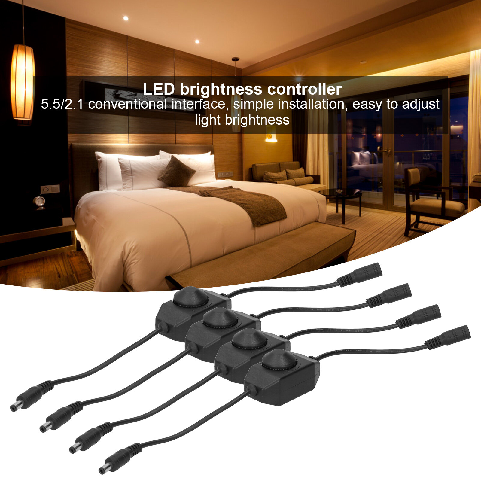 Шт, 12 В, светодиодный диммер яркости, лампа с бесступенчатой регулировкой яркости, аксессуар для контроллера, черный