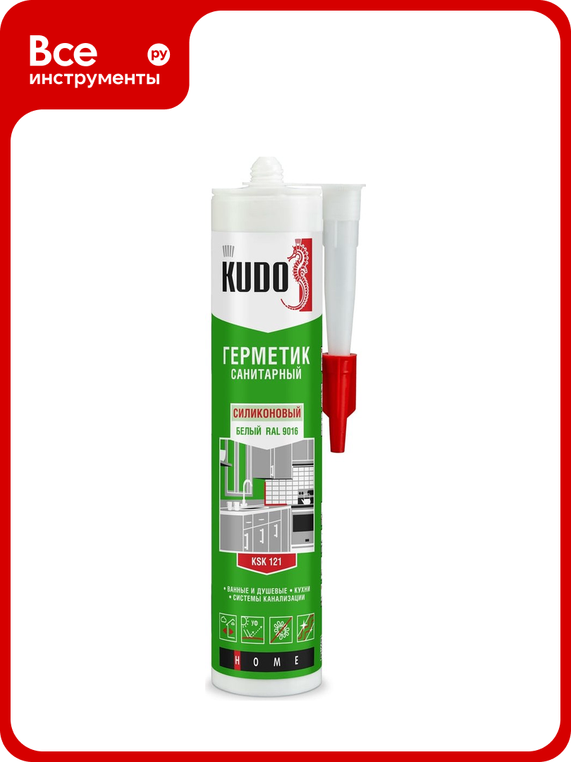 Силиконовый санитарный герметик KUDO 280 л, для остекления