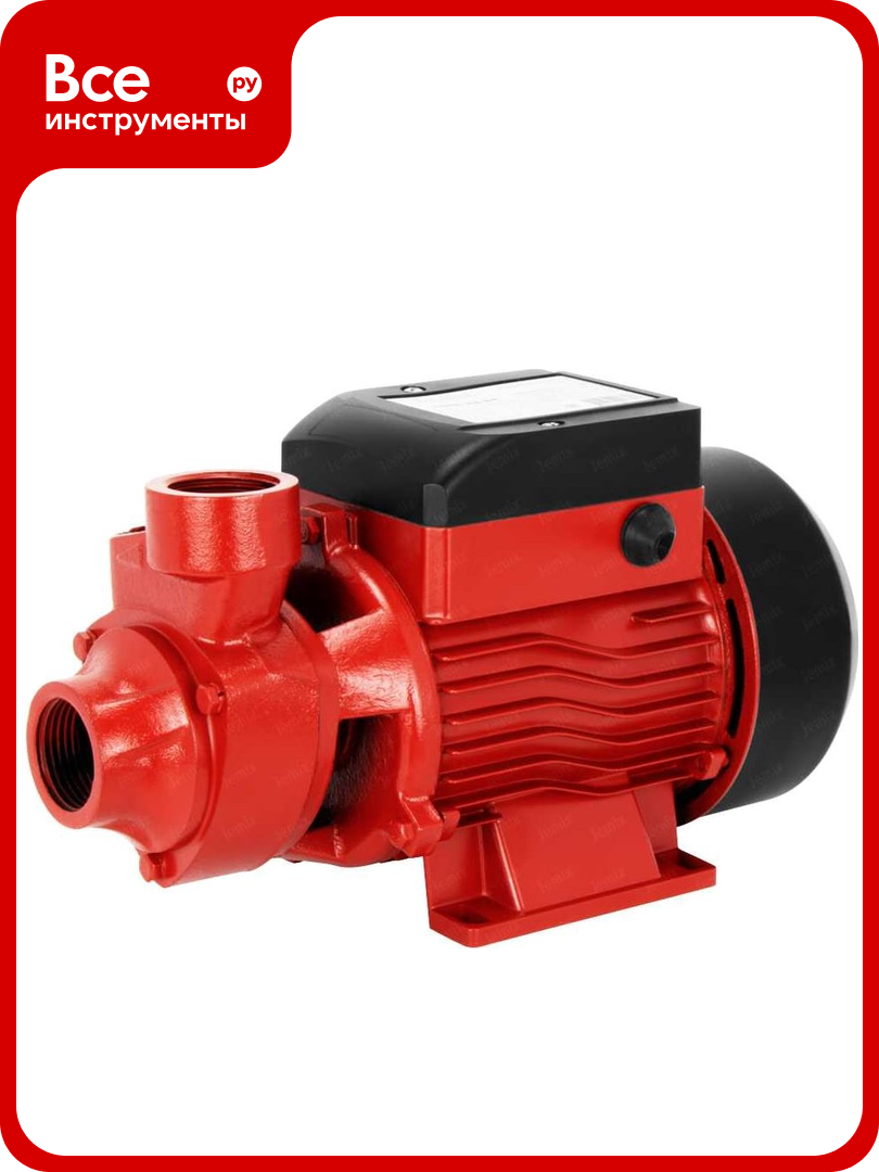 Поверхностный насос Jemix мощность 250 Вт, макс. напор 21 м, производительность 25 л/мин, макс. глубина всасывания до 5 м, латунная крыльчатка, нержавеющая вставка в корпусе, антиблокировка ПНВ-25-21