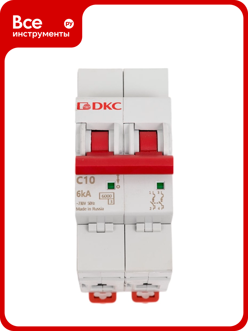Автоматический модульный выключатель DKC YON MD63 2P 10А C 6kA MD63-2C10-6