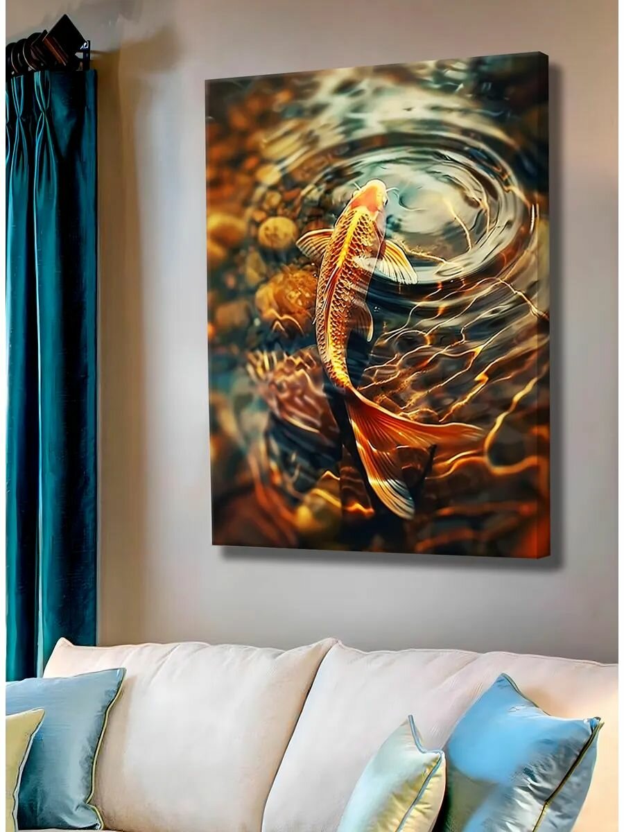 Картина Золотая волна на стену для интерьера 30х40см 1шт.