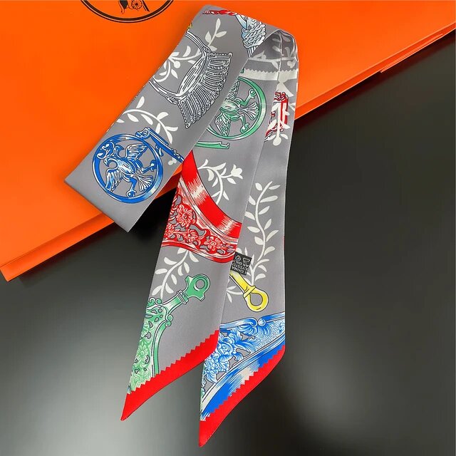 2025 Новый шёлковый шарф с лямками 100% брендовые сумки шарфы женский модный дизайнерский шейный платок шарф аксессуары для волос головные повязки фуляр