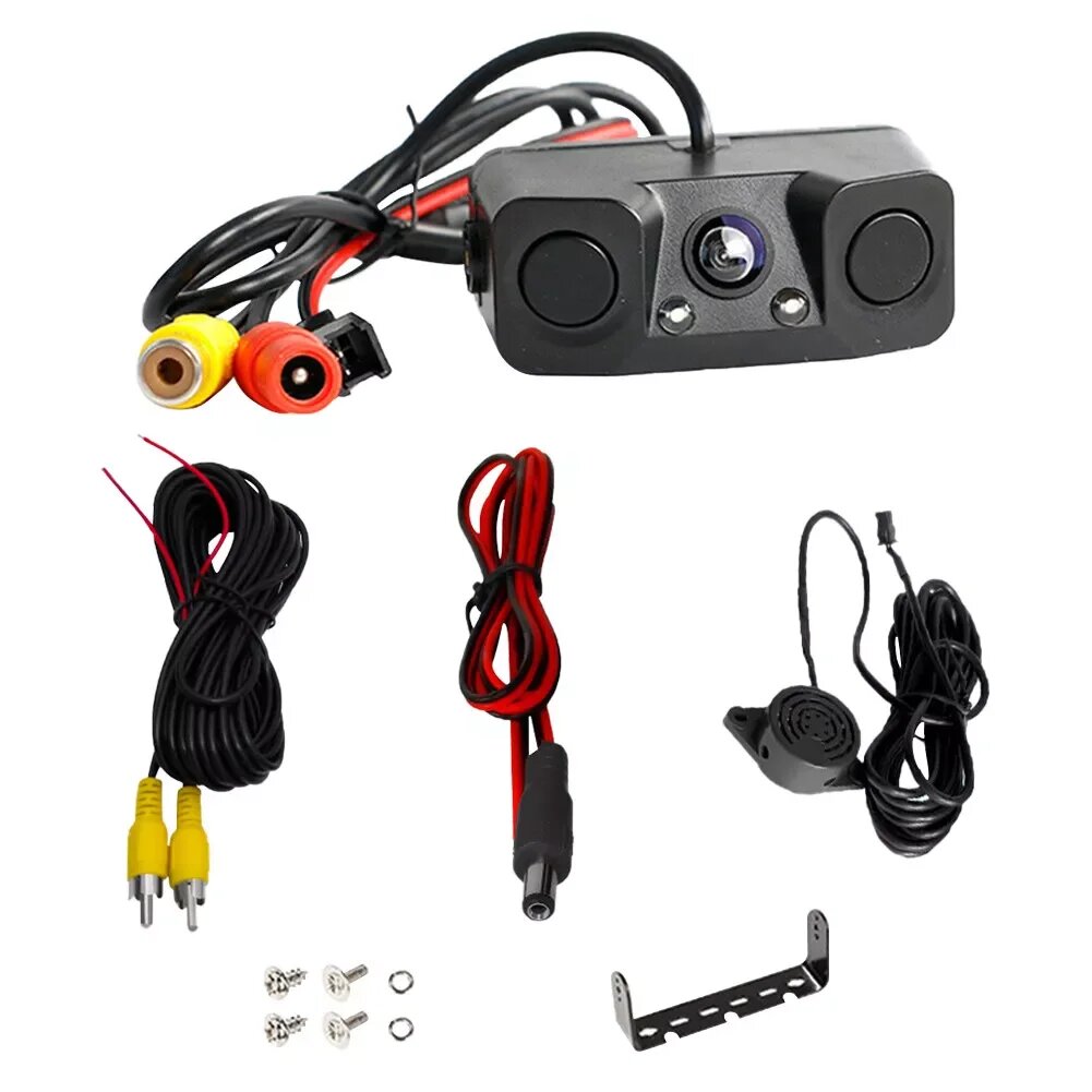HD CCD Автомобильная камера заднего вида 3 в 1, парковочный радар, детектор, датчик ночного видения, светодиод, 1set