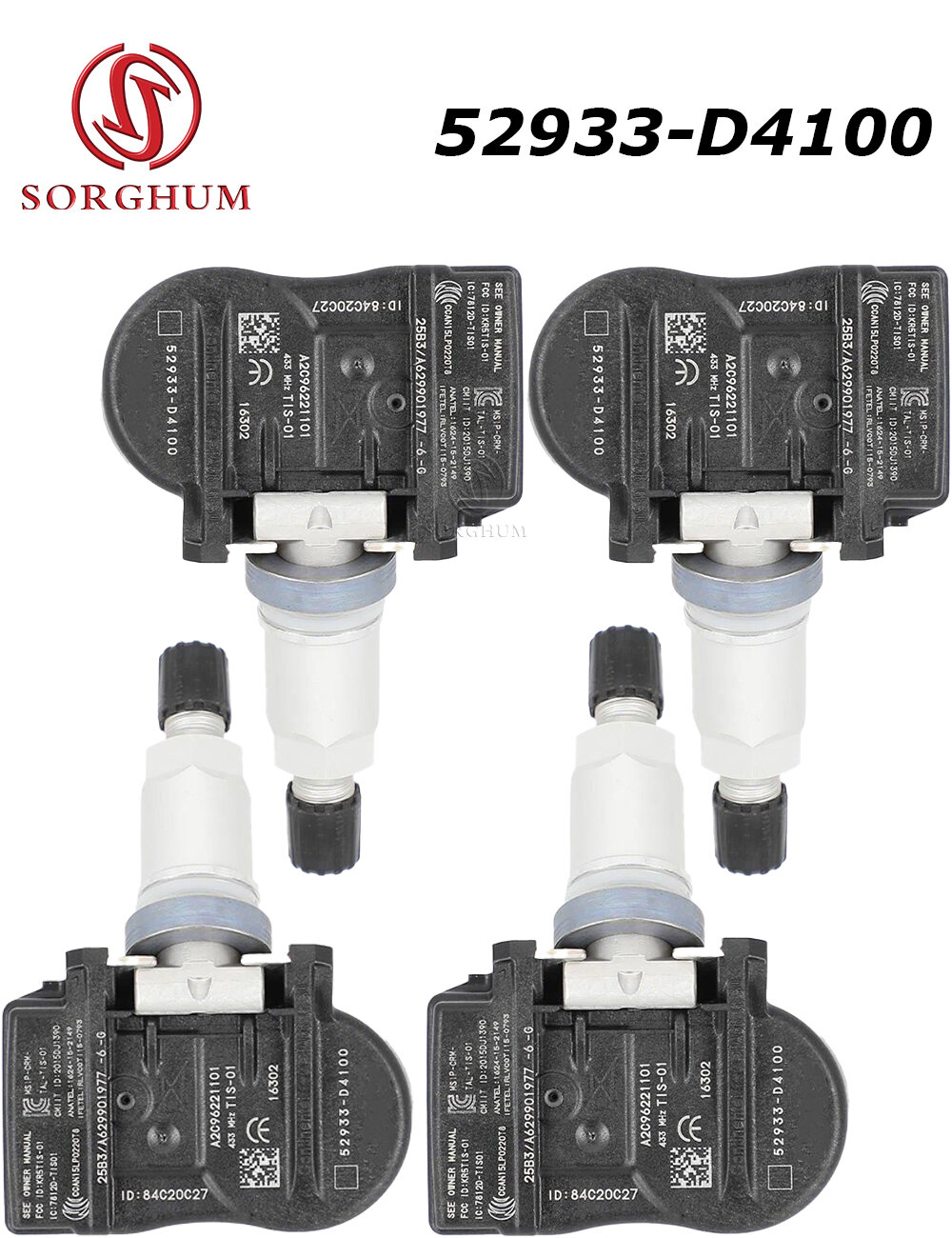 Датчики давления в шинах 4 шт 52933-D9100 HYUNDAI / KIA Optima Sportage Elantra