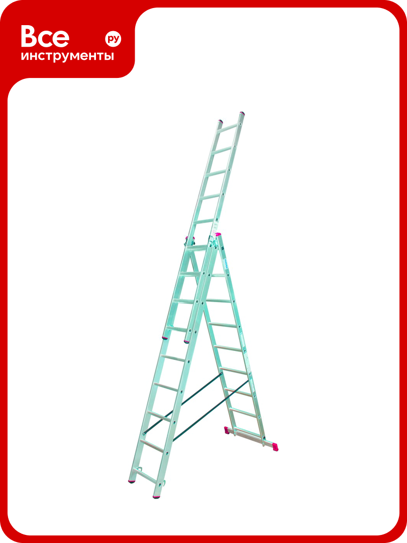Алюминиевая трехсекционная лестница 3х9 Krause Corda 013392 из качественной стали