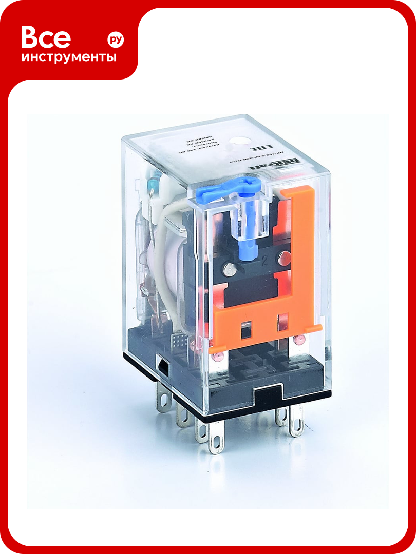 Промежуточное реле DEKraft 2-контактное, с led инд. и test функ. 5а 48в dc пр-102 23843DEK