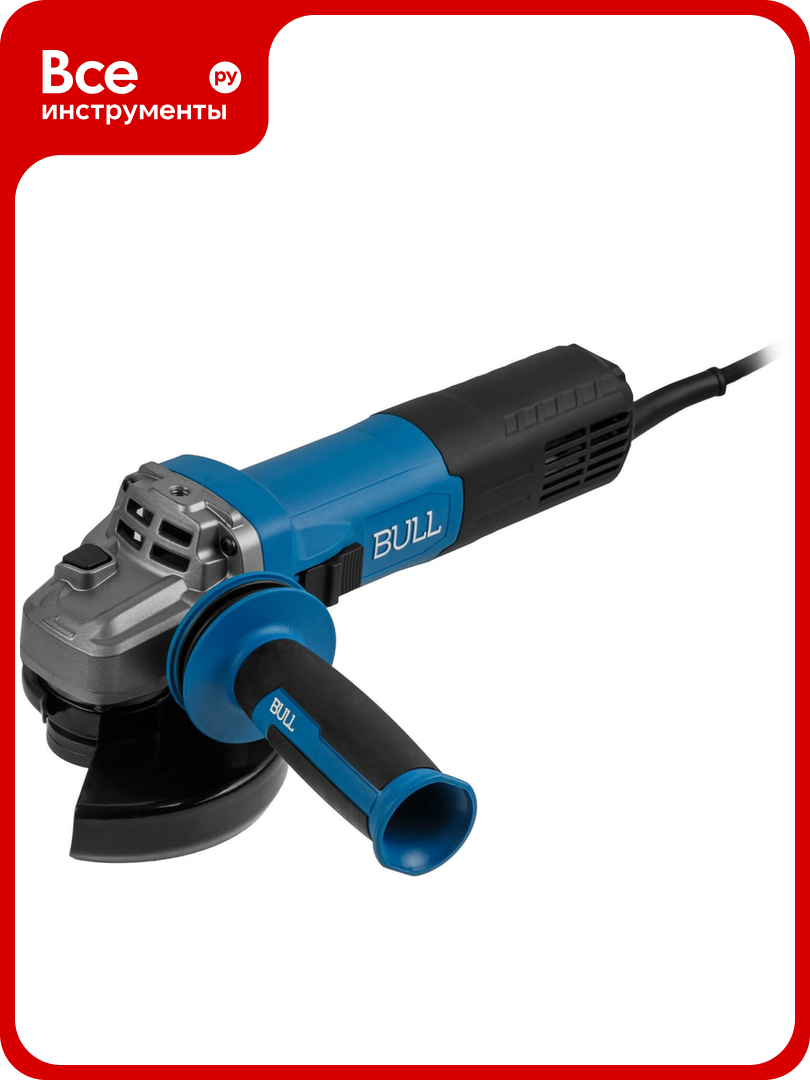 Одноручная угловая шлифмашина BULL WS 1213 125 мм, 1200 Вт, плавный пуск, регулировка оборотов, константная электроника 1333514