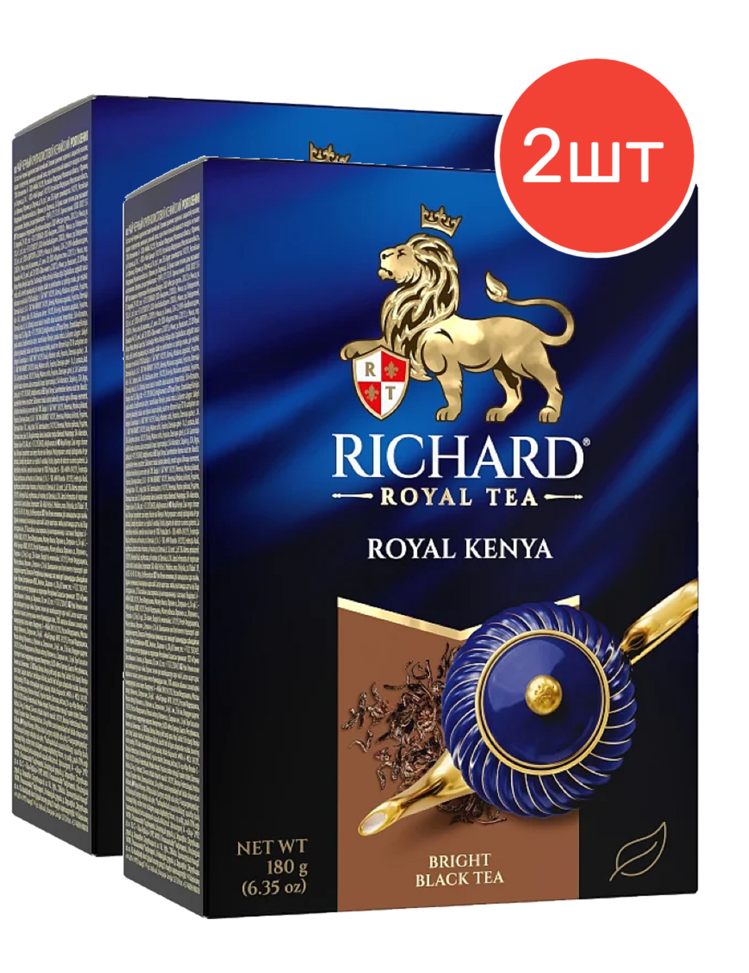 Чай черный RICHARD Royal Kenya крупнолистовой рассыпной в упаковке, 180 г 2 шт