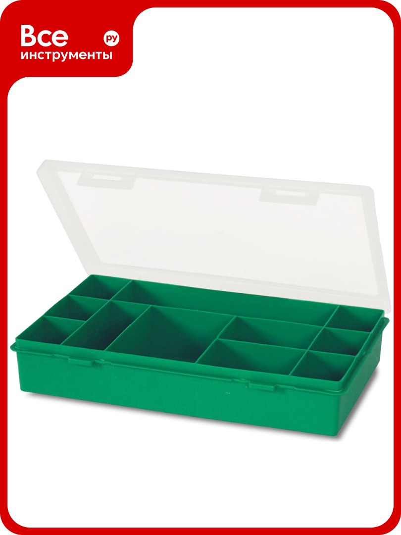 Органайзер Tayg с литой перегородкой, пластиковый корпус, съемная крышка, для мелких деталей и метизов, зеленый