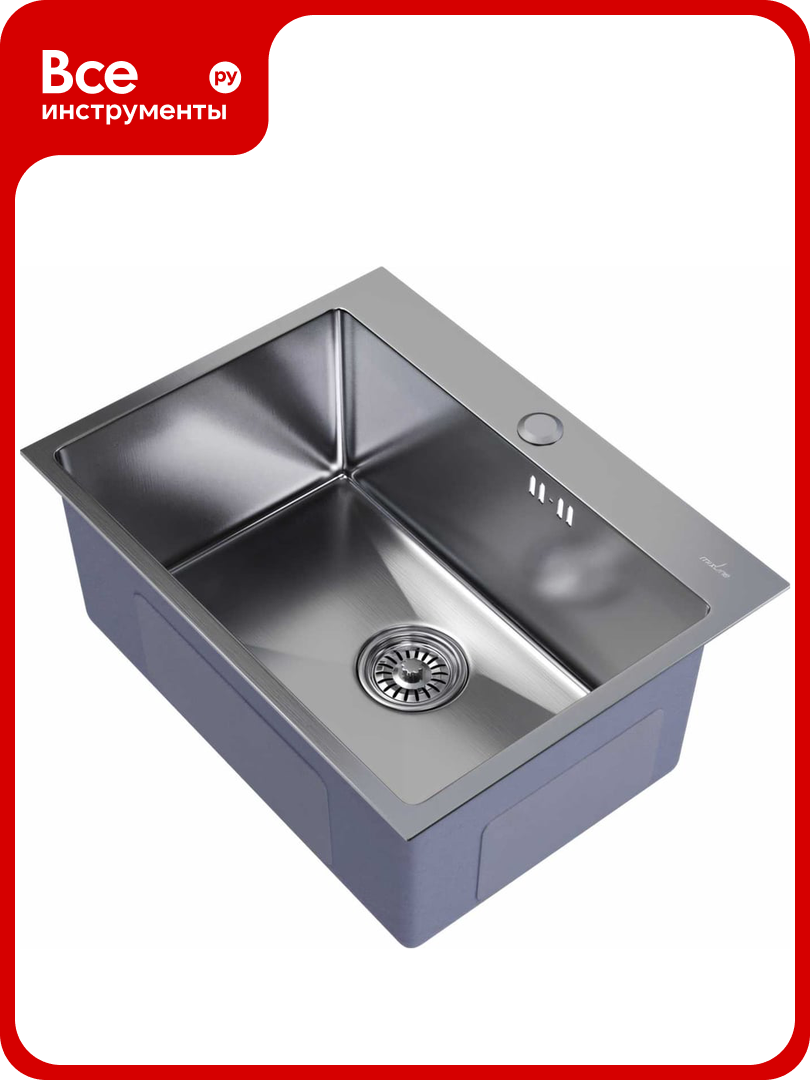 Настольная мойка MIXLINE PRO 53x43, 3 мм, выпуск 3 1/2, 22 см, с сифоном,