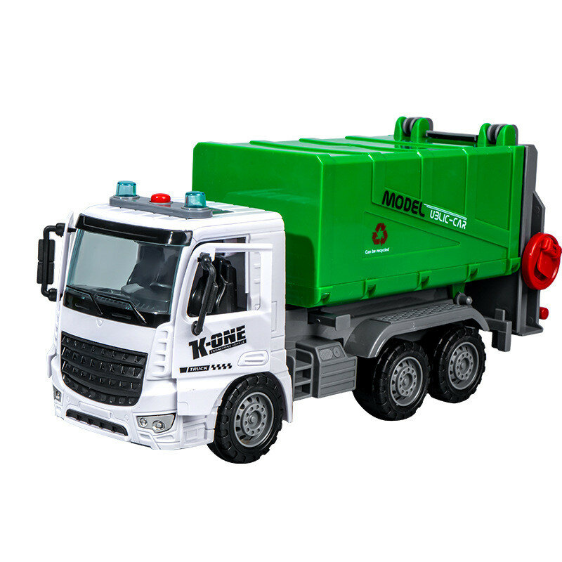 Пластическая машина-трейлер в стиле гонок с интерактивными огнями для дошкольников мальчиков и девочек