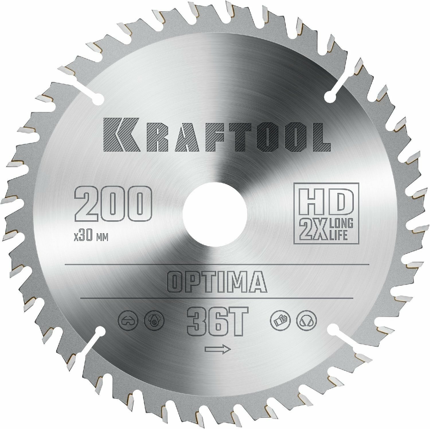 KRAFTOOL Optima 200х30мм 36Т, диск пильный по дереву (36951-200-30)