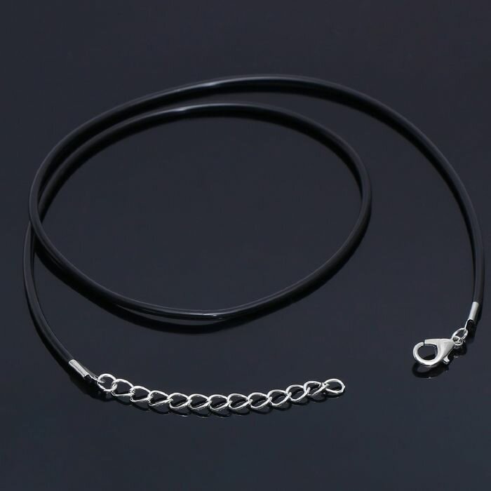 Шнурок каучуковый, неполый, 45 см, d 2 мм, цвет чёрный в серебре