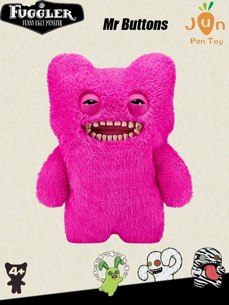 Spin Master Fuggler Big Fugg Mr Buttons / Детские плюшевые игрушки, с розовым плюшем, высотой 45 см, подходят для детей от 4 лет и старше