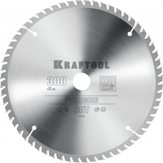 Kraftool Пильный диск по дереву Precision, 300 х 32 мм, 60Т, (36952-300-32)