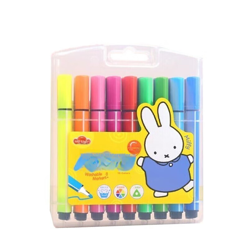 Chenguang (M&G) 18-Color Triangular Large-Capacity Watercolor Markers, Washable Kindergarten Markers, Children's Drawing Doodle Miffy Series FCP90182 1 Box