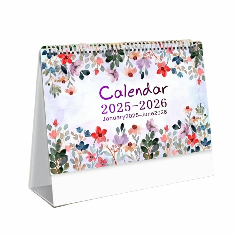 2025-2026 Настольный ежемесячный календарь-планировщик на 18 месяцев с января 2025 по июнь 2026 с блокнотом для записей, - 603