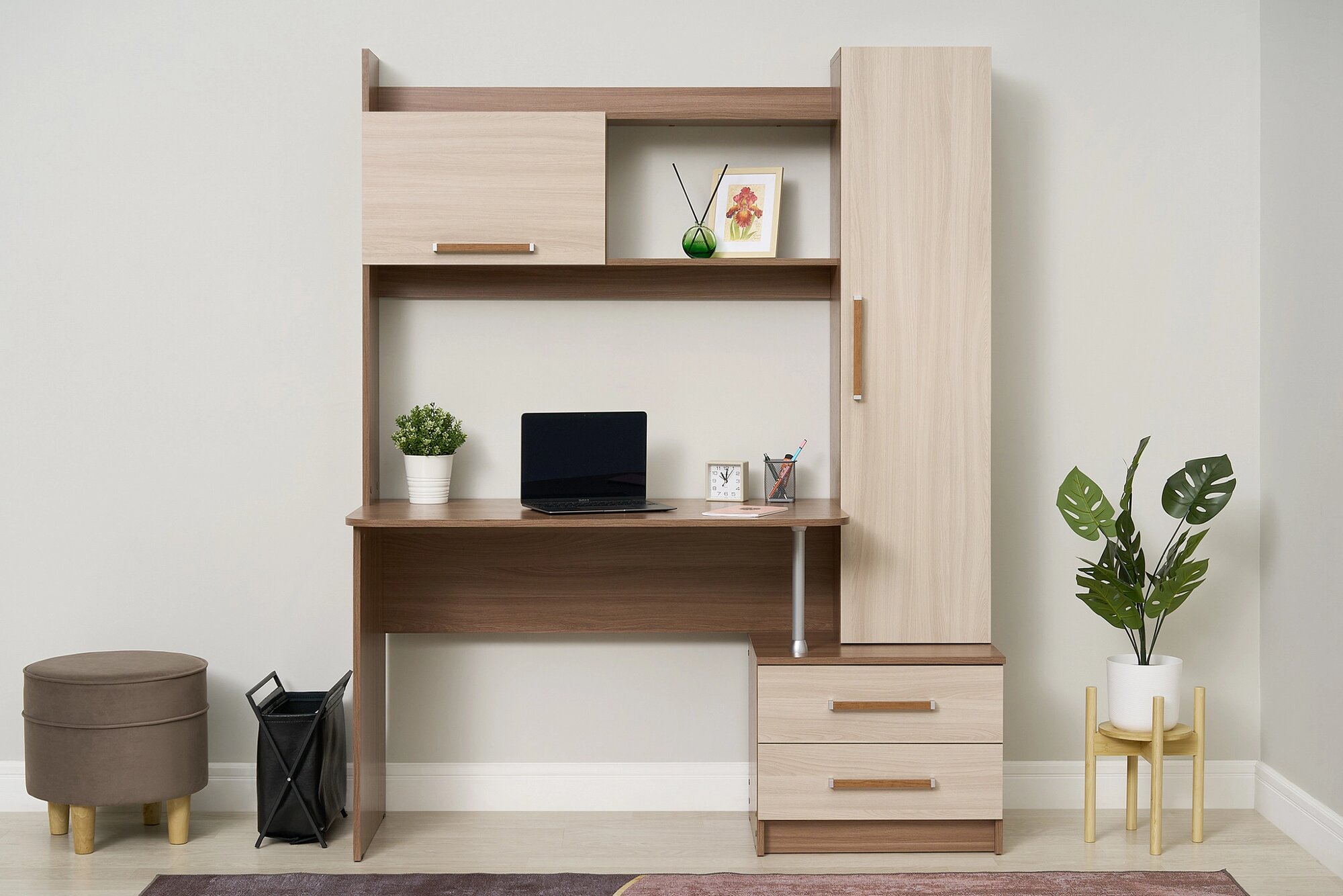 Уголок школьника МК Стиль Паскаль СТ1 Ясень шимо темный/светлый, ЛДСП Длина – 1450 мм, Высота - 1800 мм, Глубина - 590 мм.