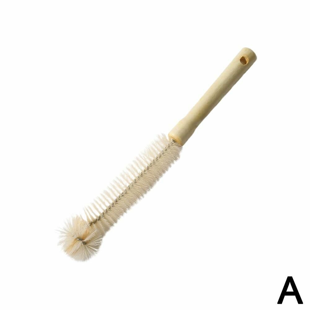 Щетка для мытья бутылок, длинная деревянная ручка, натуральная щетина