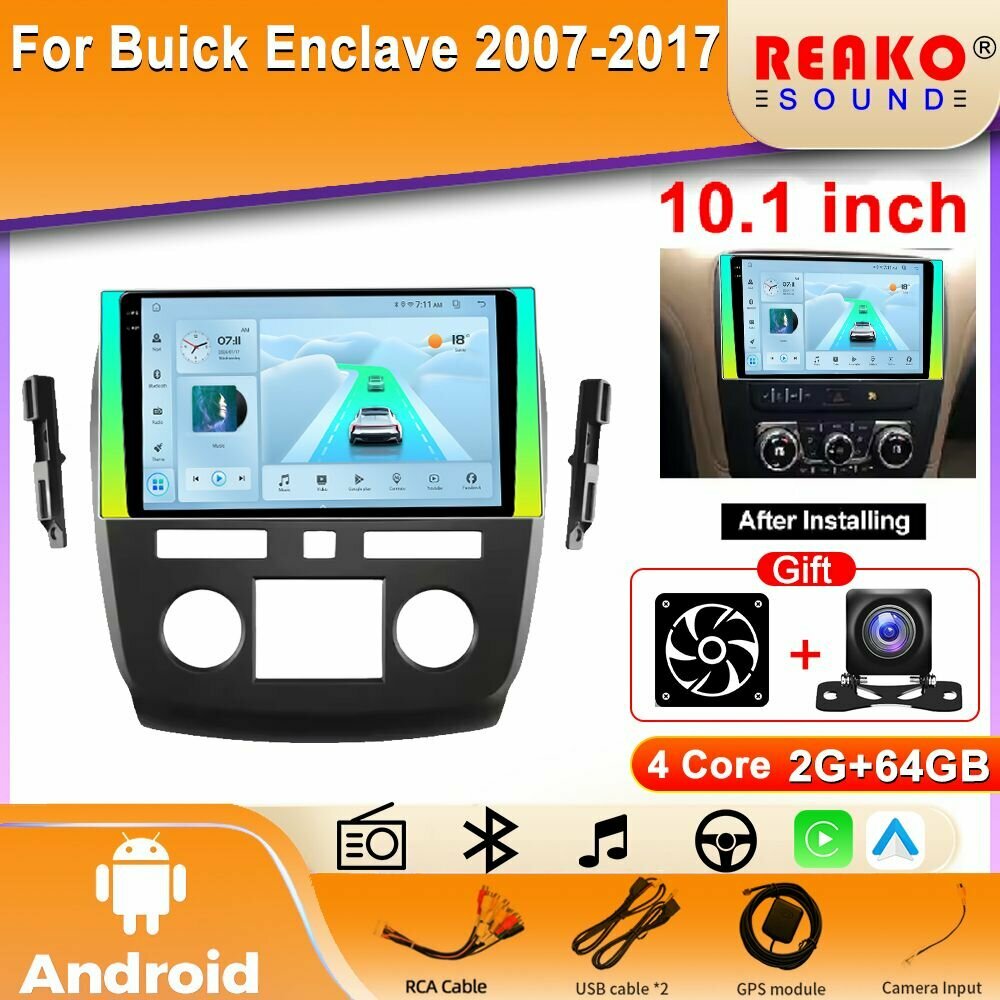 Магнитола для Buick Enclave 2007 - 2017, IPS экран 10.1 дюймов, Wifi, андроид штатная автомагнитола