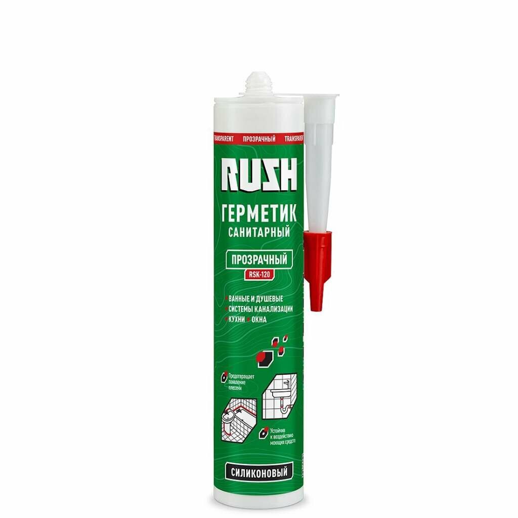 Герметик KUDO "Rush", силиконовый, санитарный, RSK-120, прозрачный, 240 мл