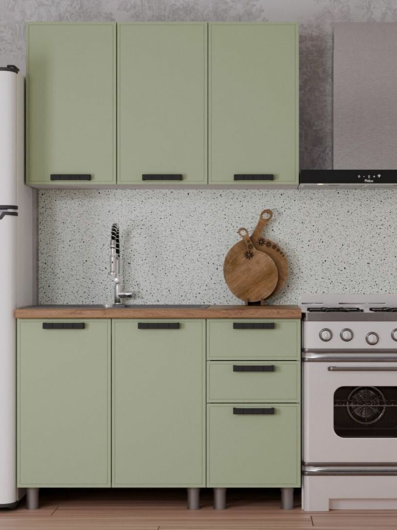 ARNIKA Кухонный гарнитур Магнолия, 2м, фасады МДФ, цвет Фисташка