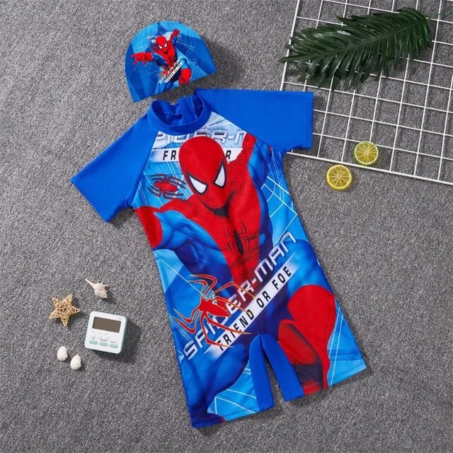 Детский купальный костюм «Человек-паук», костюм для серфинга, короткая цельная пляжная одежда для плавания, костюм для дайвинга «Человек-паук», кавайный купальник
