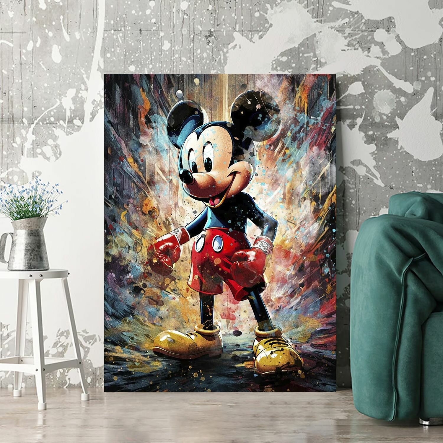 Картина интерьерная на стену - "Микки Маус, мультперсонажи", 50х70 см.