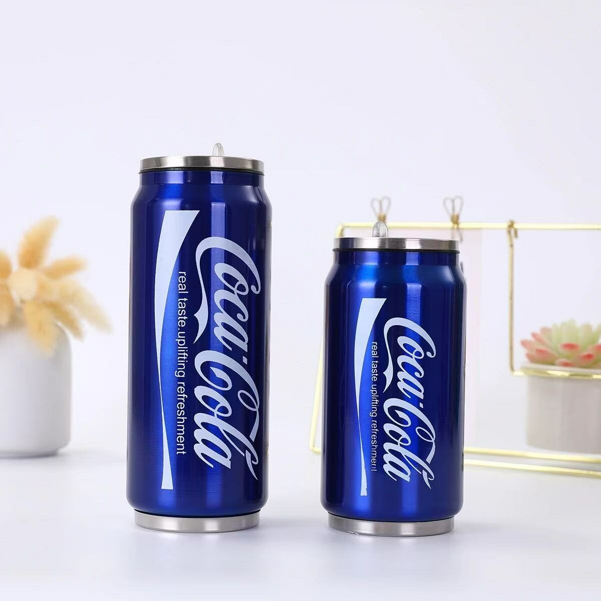 Термос для кофе и чая, детский автомобильный термос с соломинкой, банка Coca-Cola, 400 мл.