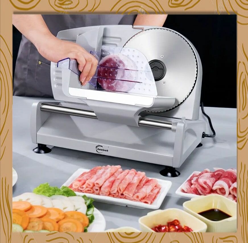 Ломтерезка электрическая , слайсер для нарезки мяса, колбасы, сыра, овощей, бытовая техника для кухни