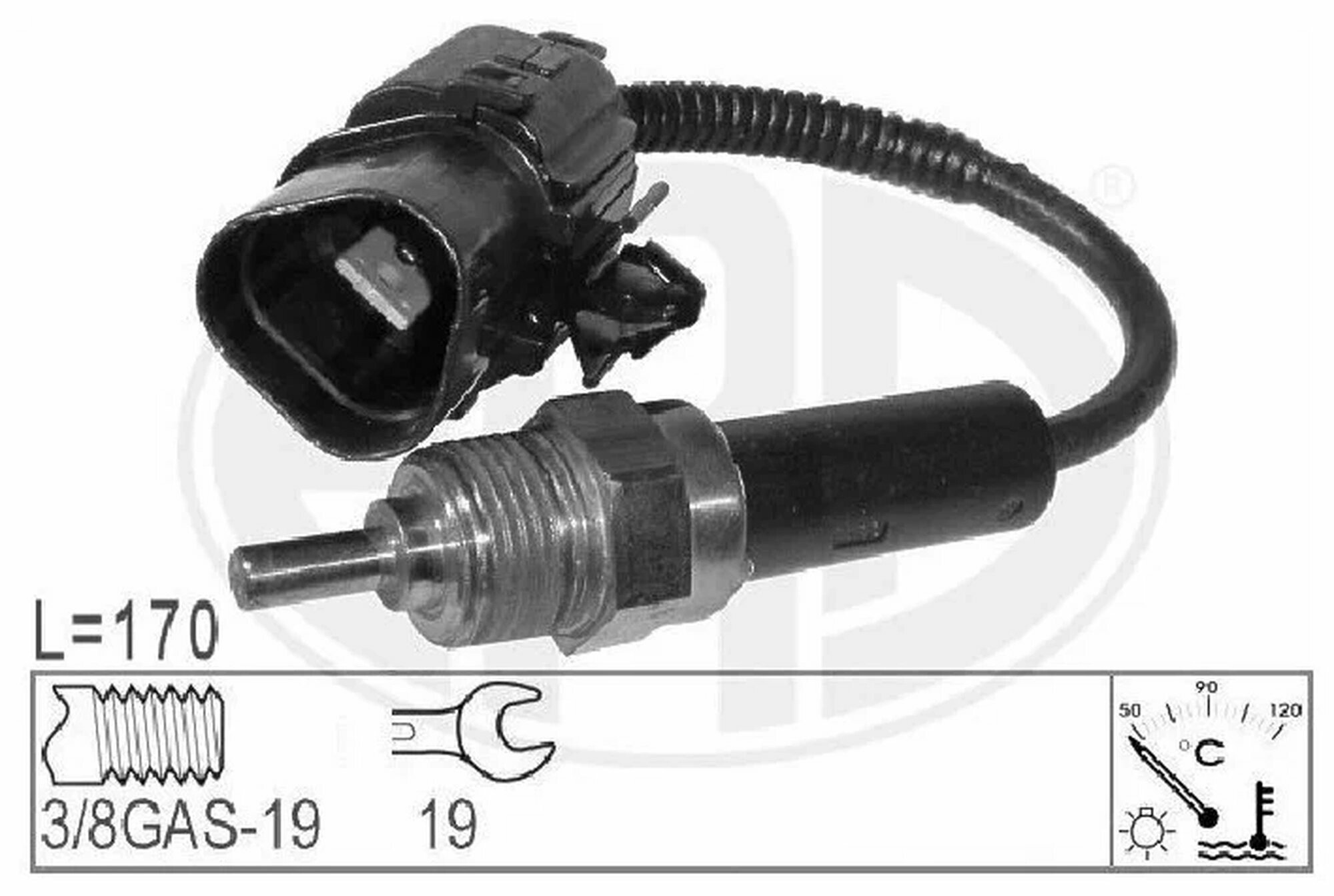 Датчик температуры ERA 330574, для Hyundai Accent/Getz, длина кабеля 170 мм