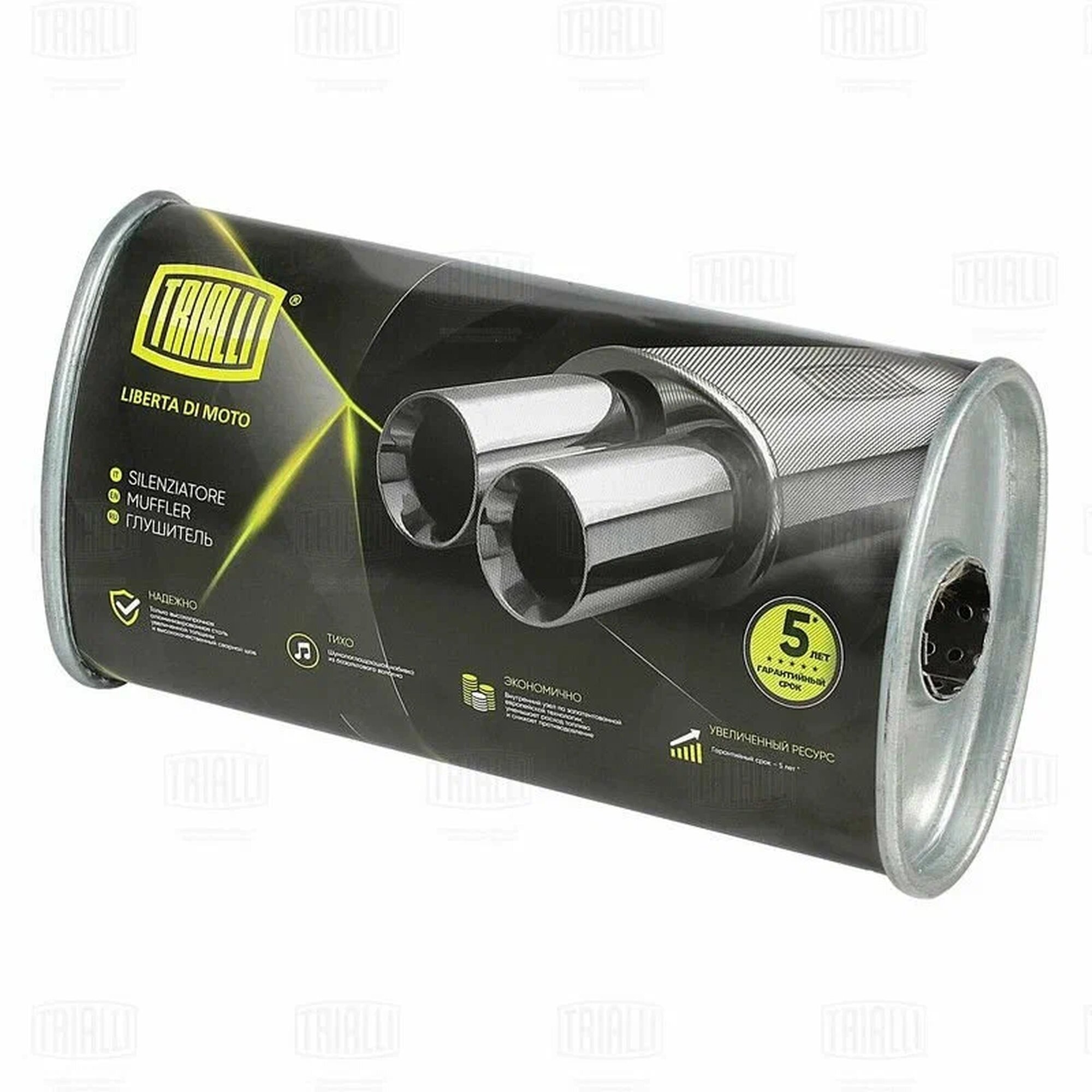 Глушитель универсальный (овальный) 97х171, L 330, d 42, Trialli EMM3501