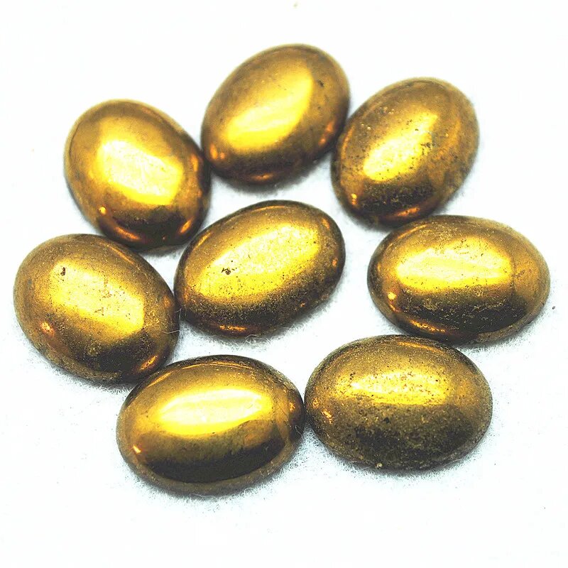 Кабошоны с пиритом, золотистые, овальные, 5 шт 13x18mm
