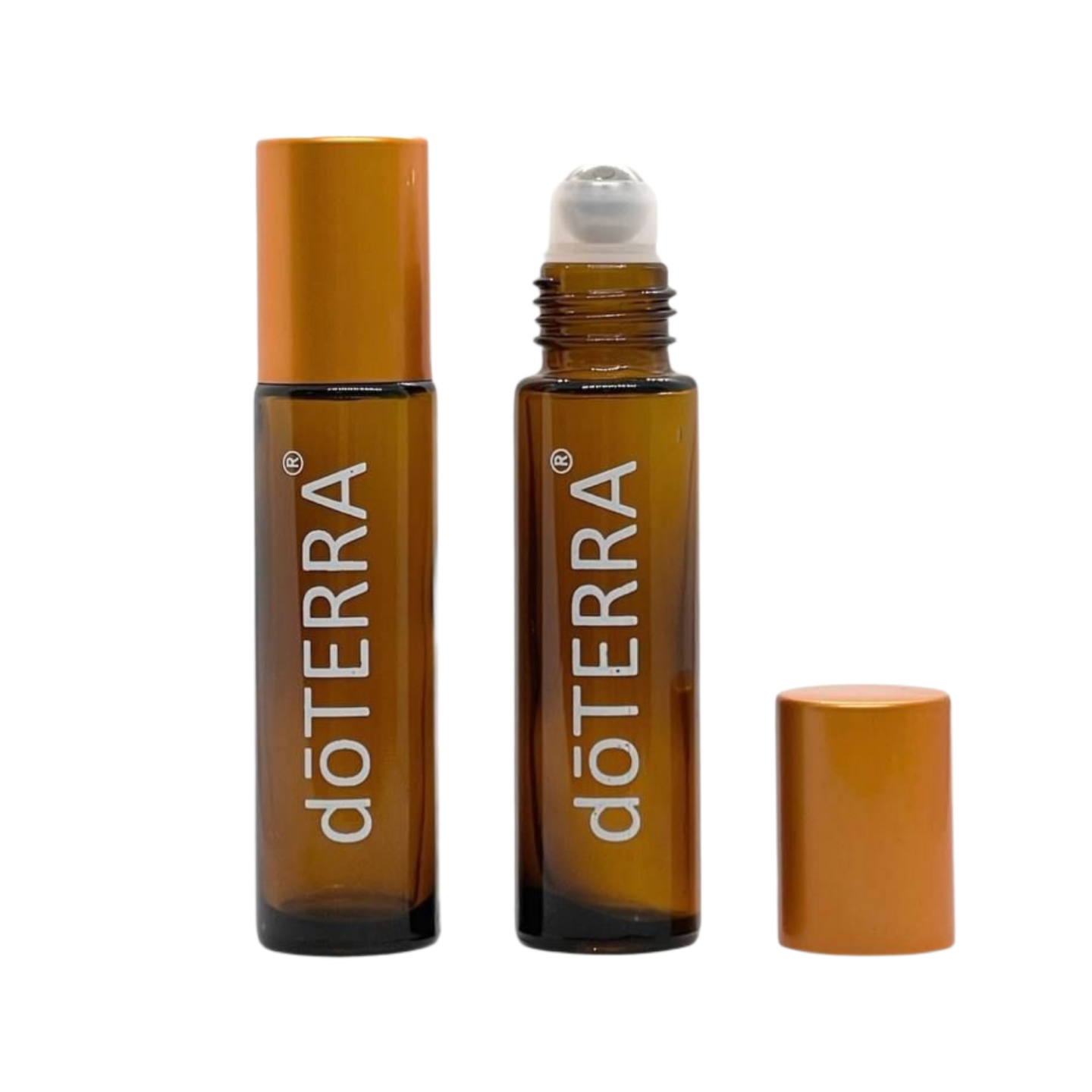Набор роллеров для эфирных масел, флакон 10 мл, 6 штук, коричневое стекло, белый логотип doTERRA, оранжевая крышка