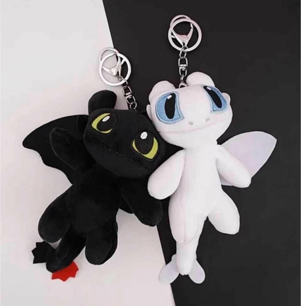 Мягкая игрушка-брелок Ночная Фурия (черная) Беззубик и Дневная Фурия - Как приручить Дракона, Беззубик, 15 см 2 шт