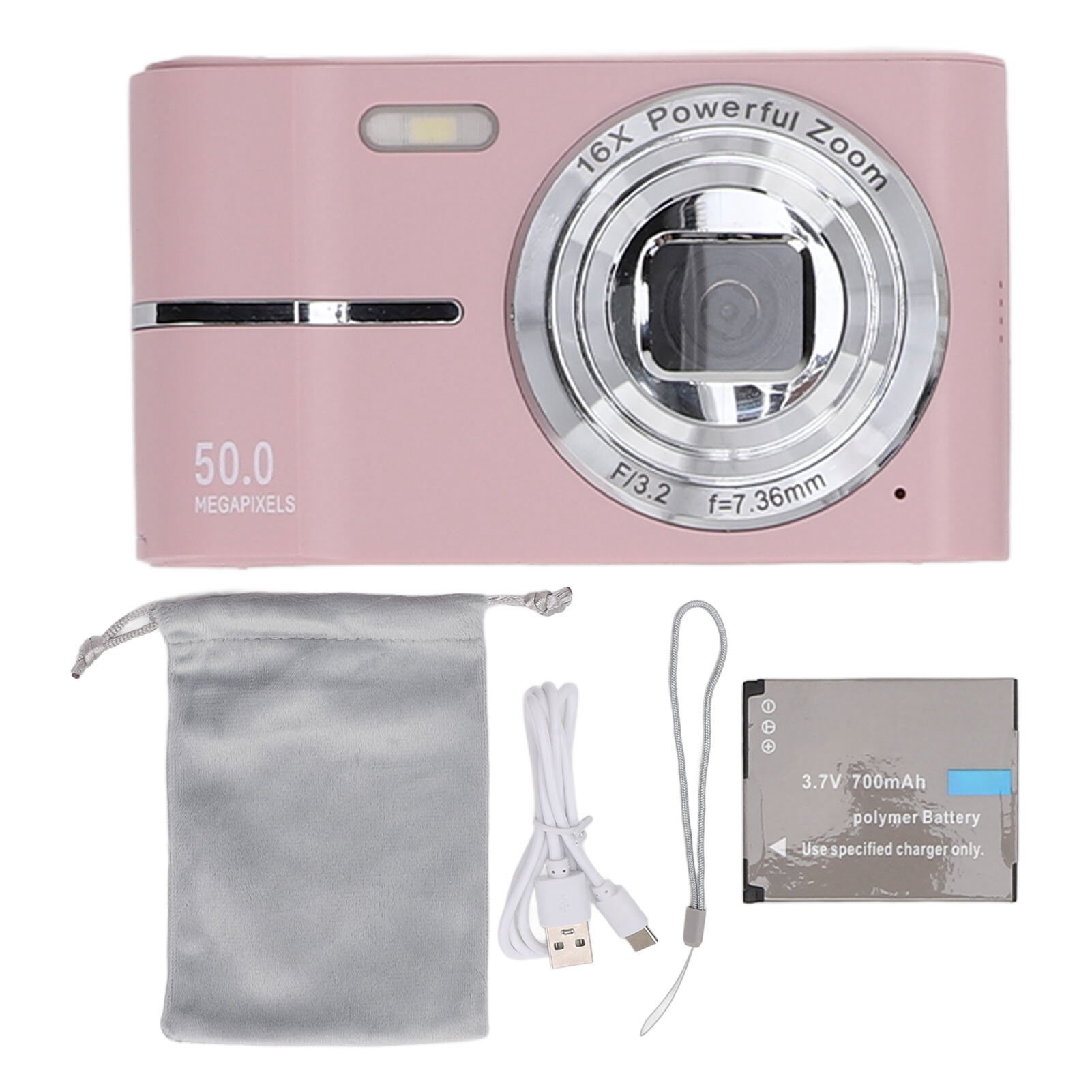 Pocket Digital Camera FHD 1080p 50MP Поддержка AF AUTOFOCUS 16X Zoom Студенты Портативный компактный маленький видео камера розовый