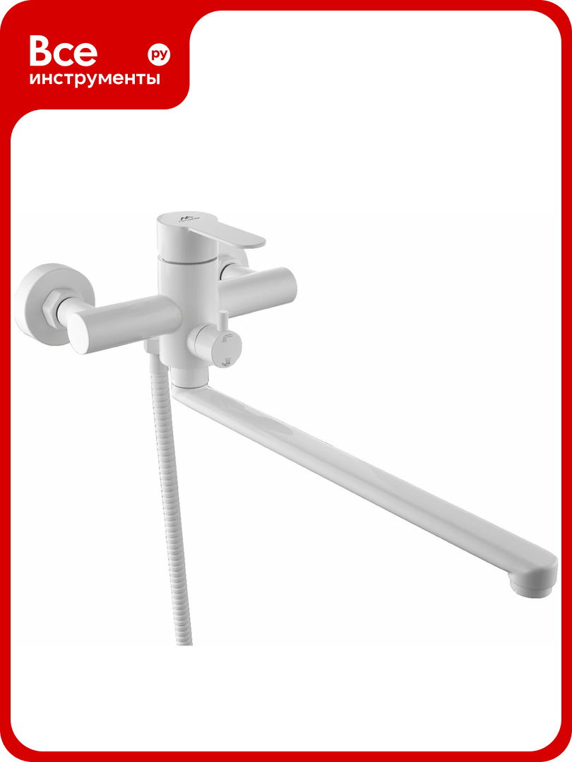 Смеситель для ванны и душа FASHUN с душевым гарнитуром, белый, сталь SUS304, картридж D=35, для подачи воды в ванну