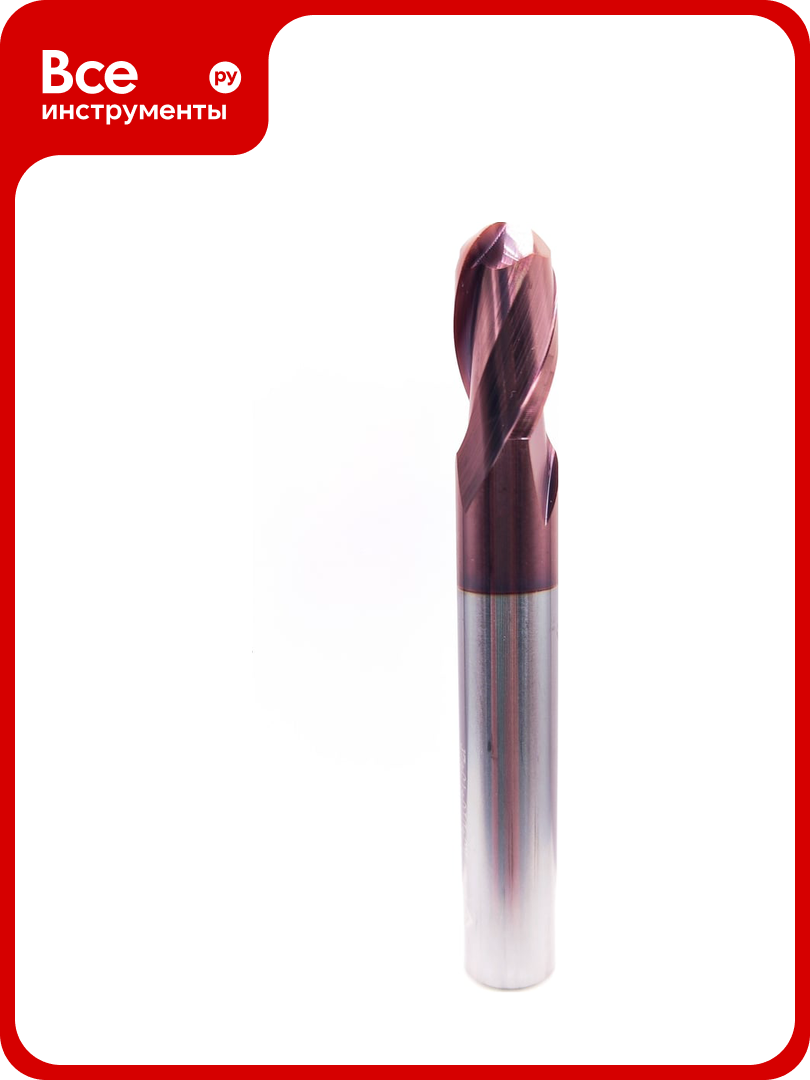 Фреза СпецТехИнструмент концевая монолит твердосплавная сферическая 10x75 мм E550MAX D10-BN5.0-L75-T2-TiAlN-HRC55A