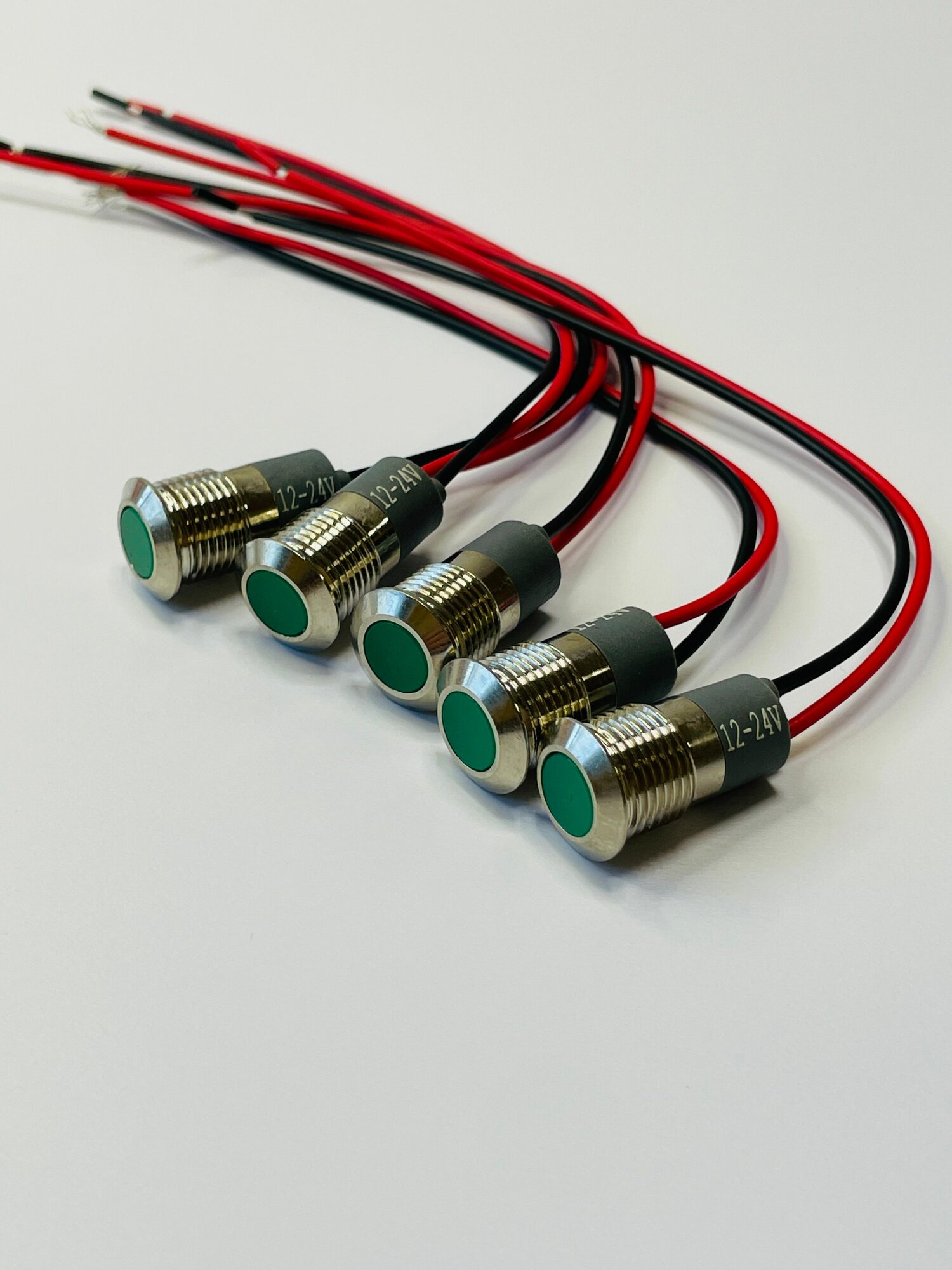 5 шт. Индикатор 12 - 24 В зеленый, светодиоды для авто 12 мм, световые индикаторы IP65