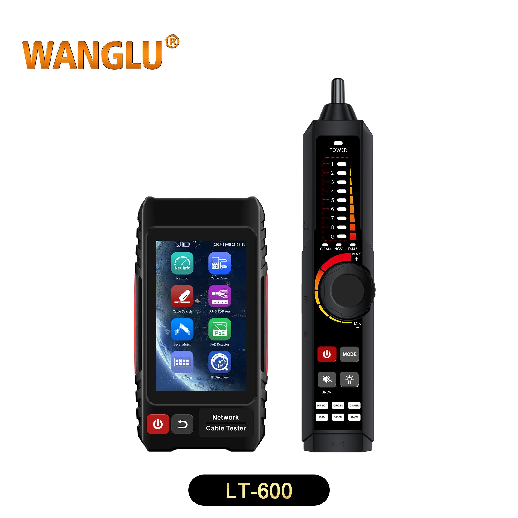 Тестер сетевого кабеля WANGLU LT-600, черный