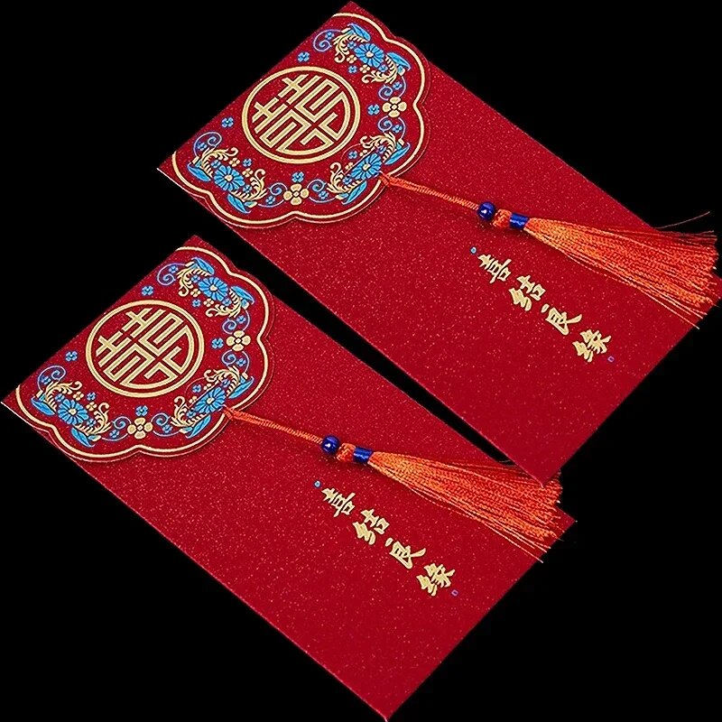 Красный блестящий конверт для денег A-2PCS