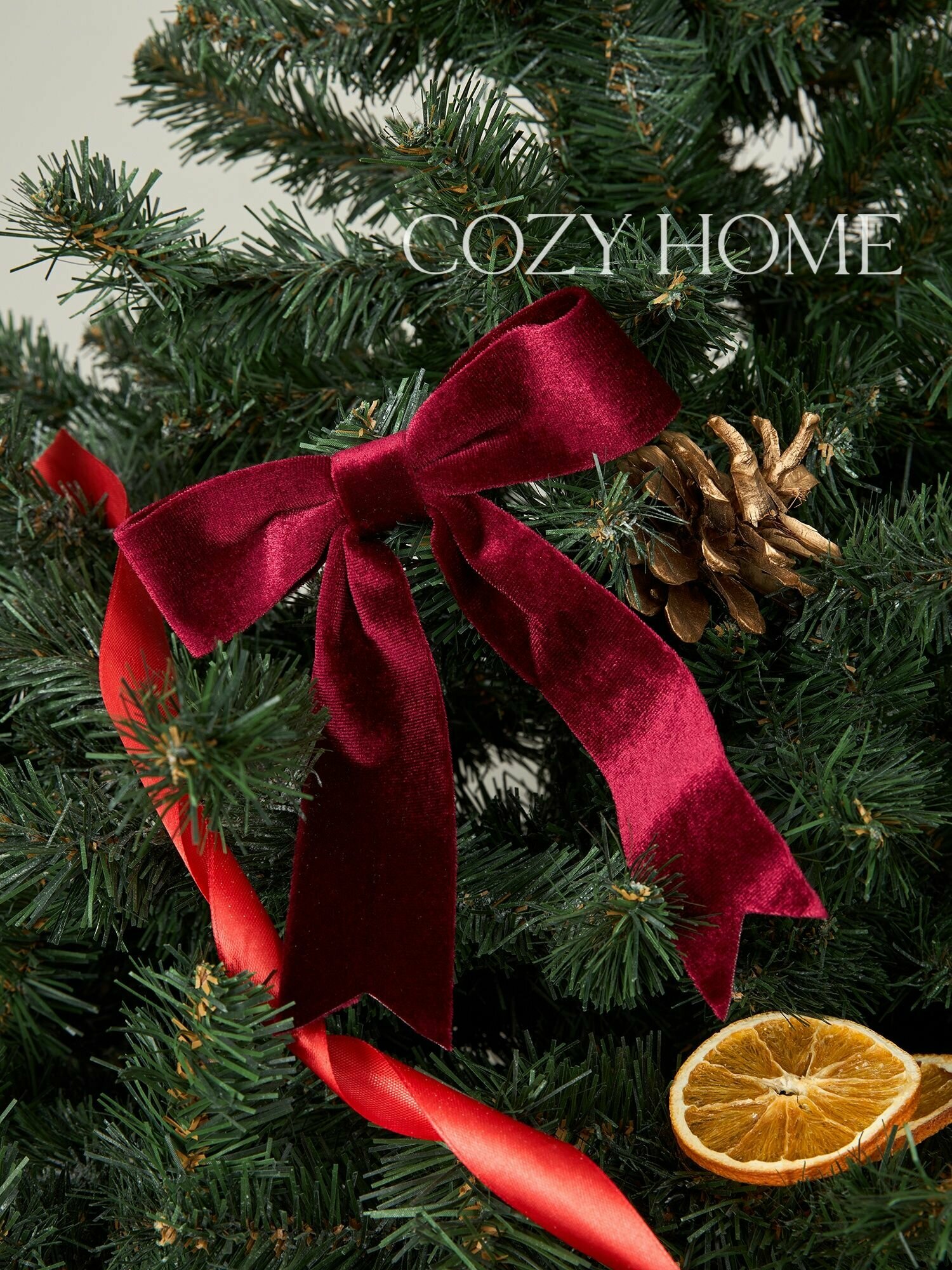 Елочное украшение бант "Katrine" 15х15х2 см, цв. красный, полиэстер