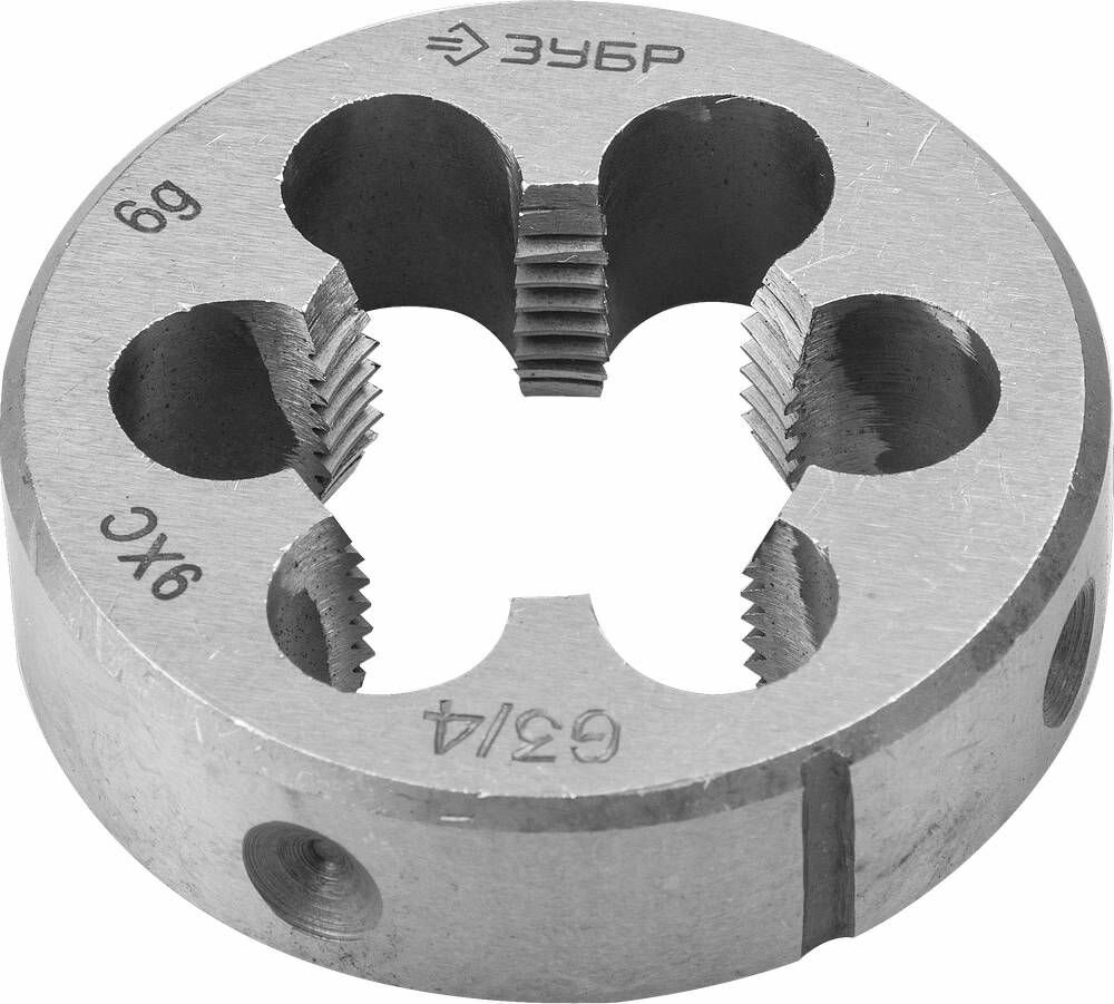 Плашка круглая ручная ЗУБР G, сталь 9ХС, 1/2 4-28032-1/2