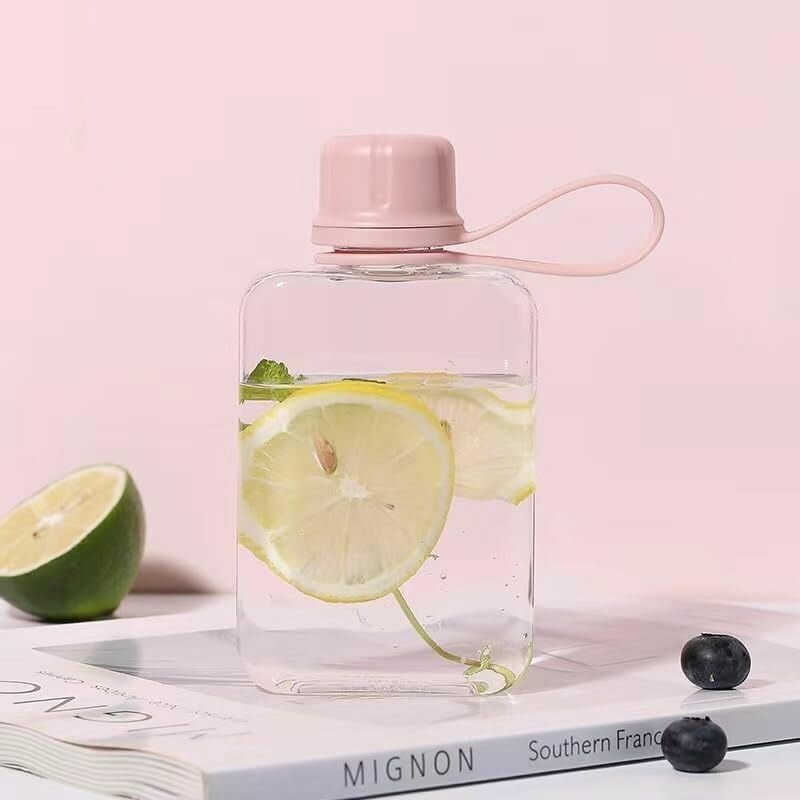 240ml Пластиковая бутылка для спиртных напитков, портативный котел, плоский, для улицы, 13.70X9.50X4.00CM, фитнес, для детей