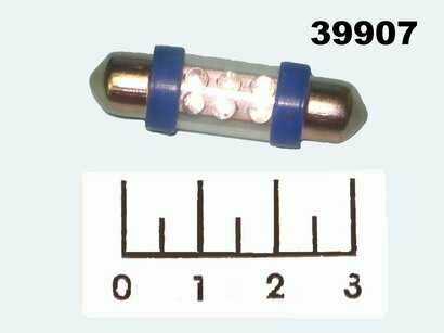 Лампа светодиодная салонная синяя 36мм 12V 6LED (д/Росс)