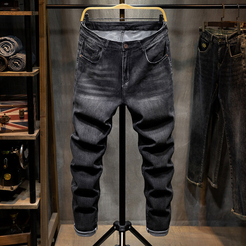 Охоты Брюки JYL Чистый цвет Деним джинсы муж. универс. для всех сезонов нов. деним штаны муж. европей. эластич. плус размер джинсычерный/46