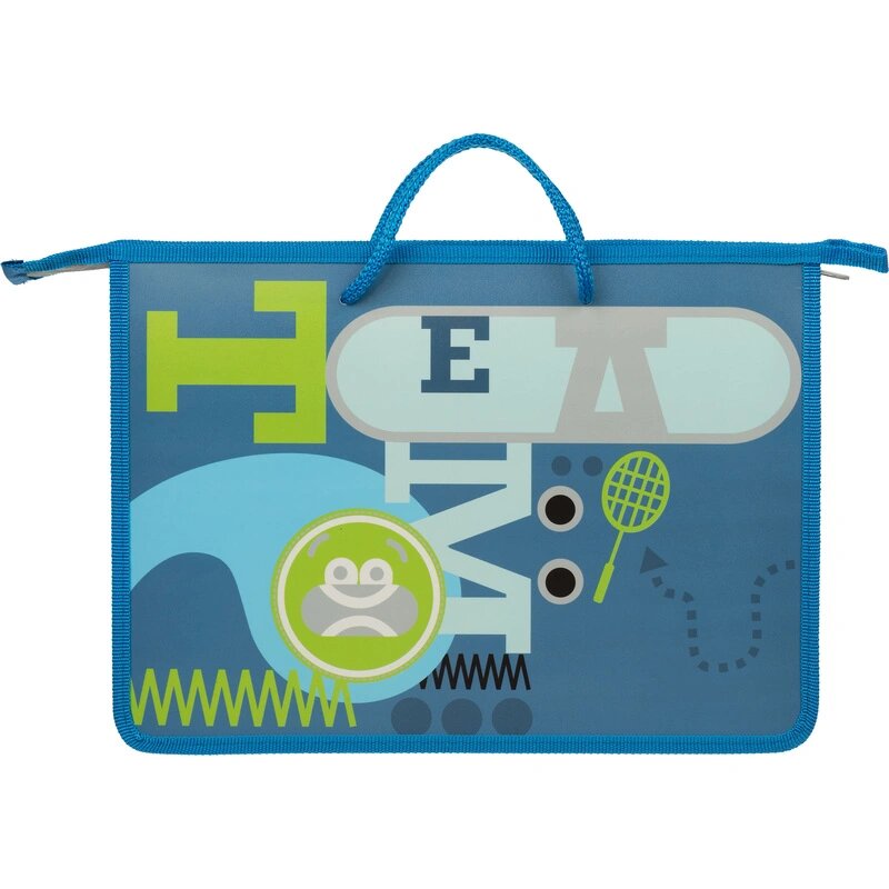 Папка для тетрадей Team салат А4 на молн с руч, пластик, 45мм, ПТ-15