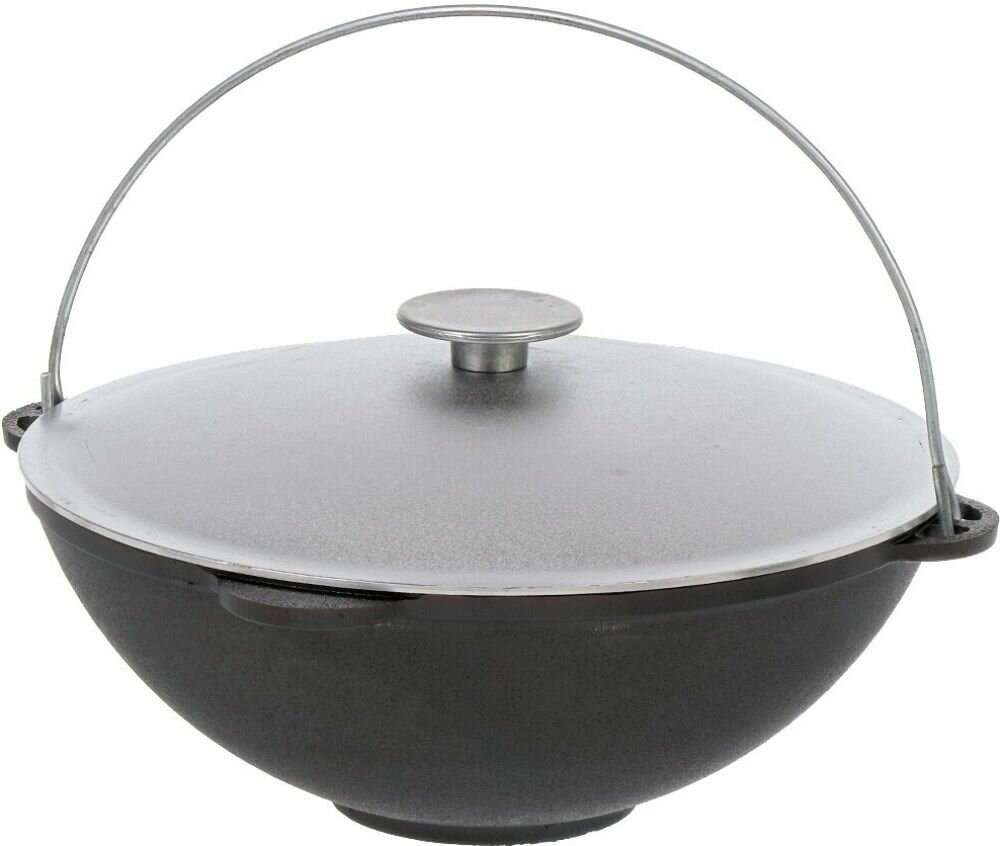 Казан чугунный походный татарский Туризм 8 л. d-36 см. (крышка алюминий). Гардарика