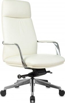 Кресло руководителя Бюрократ _VEGA белый, кожа, крестов. алюминий