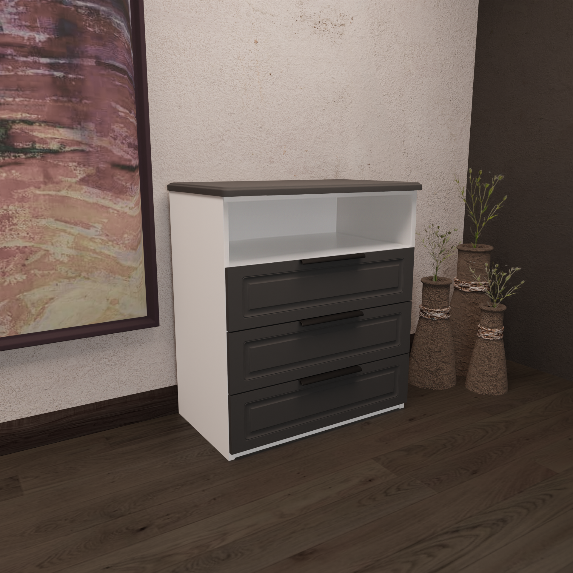 Комод 900-3 МДФ Катерина профильные ручки